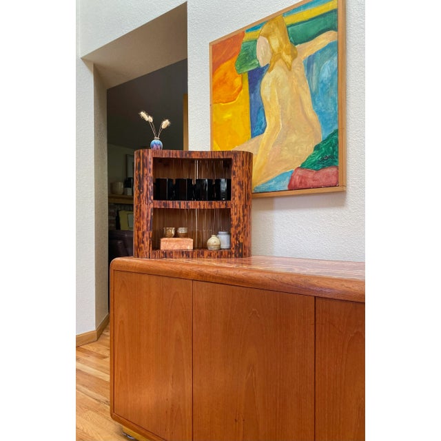 Burnt Bamboo Split Reed Wall Hung Cabinet | Chairish