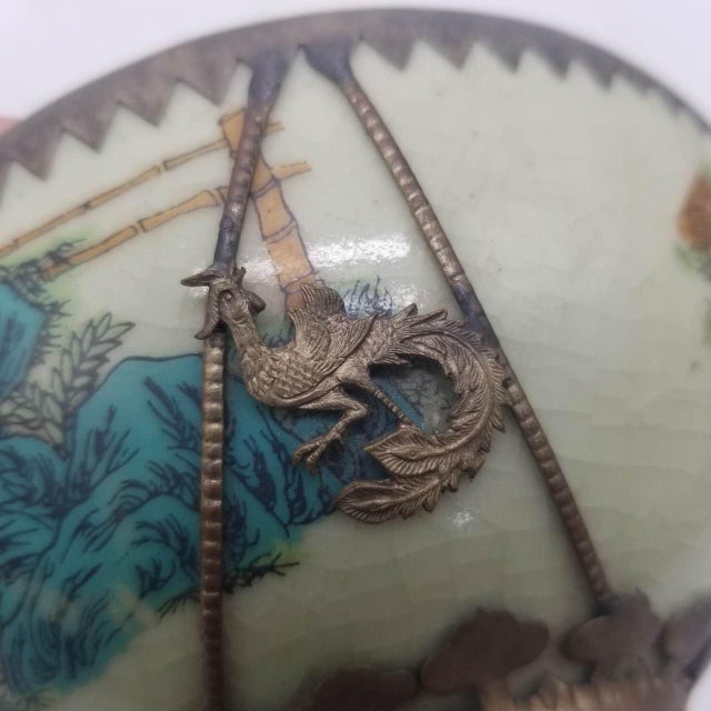 Vintage Chinese Traditional Celadon-Glazed Porcelain Bowl With Gilt ...