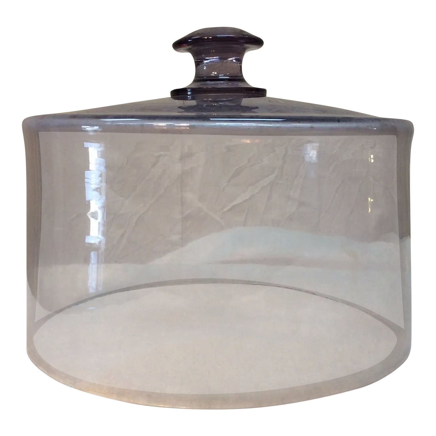 1800s French Glass Dome, Cloche With Solid Glass Knob Handle | Chairish