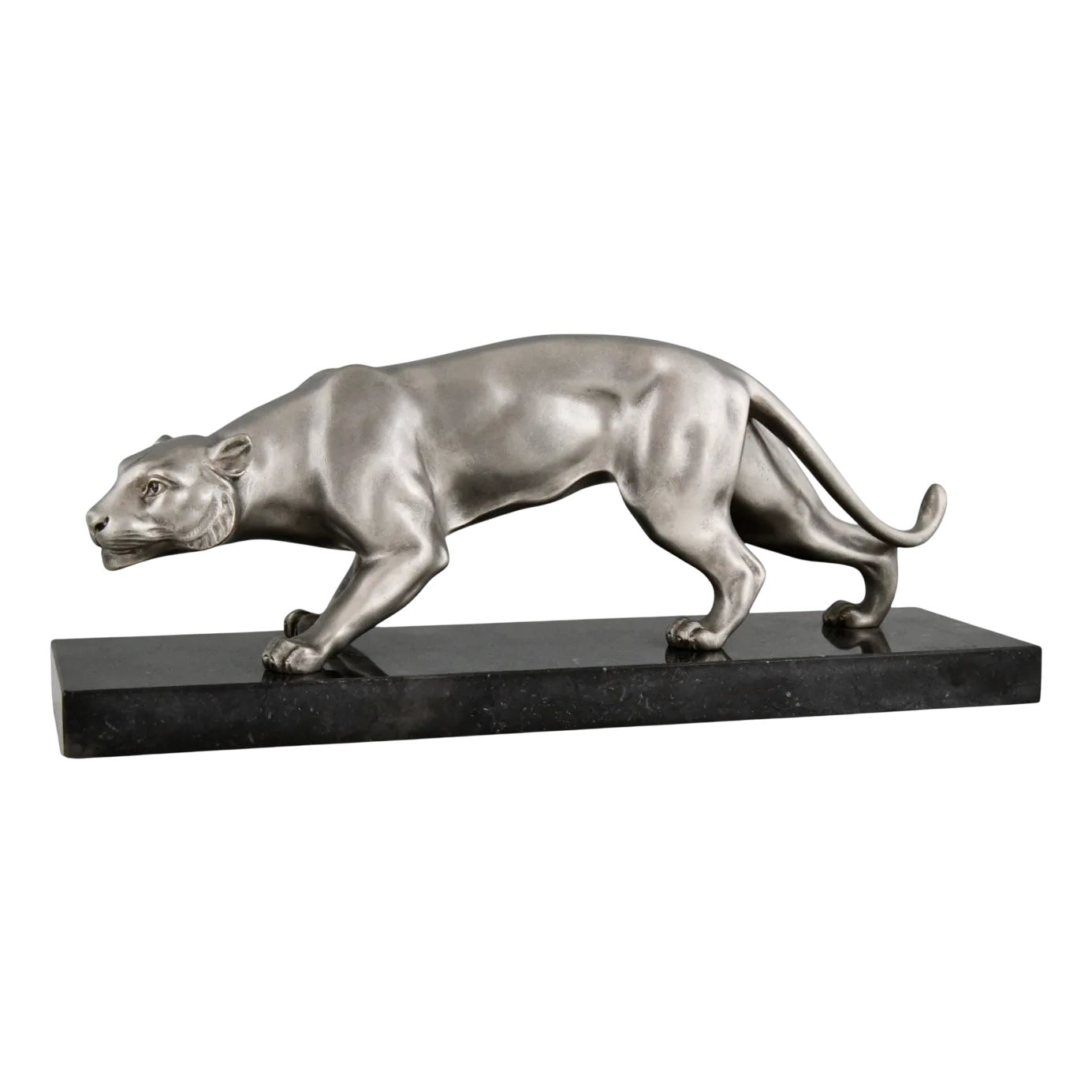 J. Brault, Art Deco Panther Sculpture, 1930, Bronze with Marble Base ...