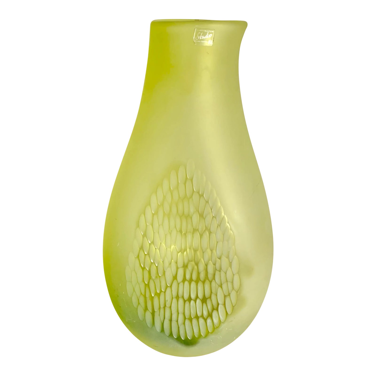 Dartington Crystal Chartreuse Green Modern Glass Studio Vase | Chairish