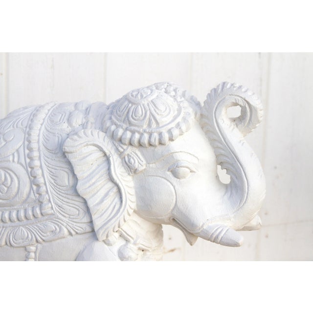 Set of 2, Painted White Elephant Statues | Chairish