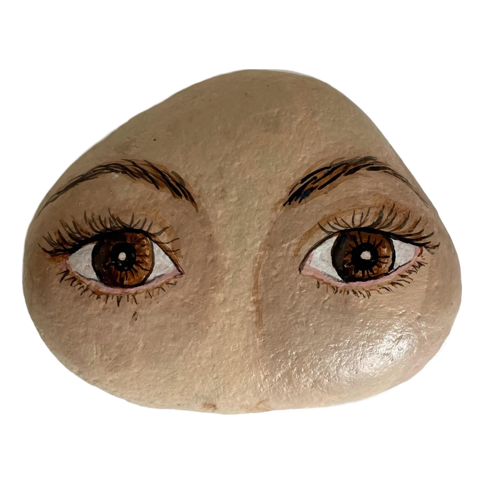 Hand-Painted Original Eyes Artwork on Rock Paperweight | Chairish