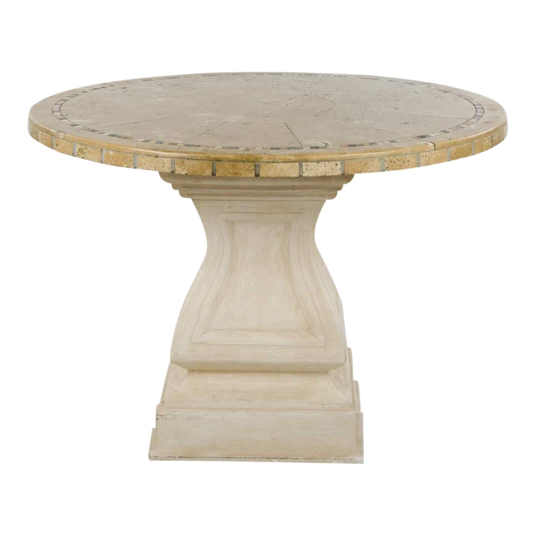 1990s Neoclassical Stone and Tile Composite Pedestal Center Table ...