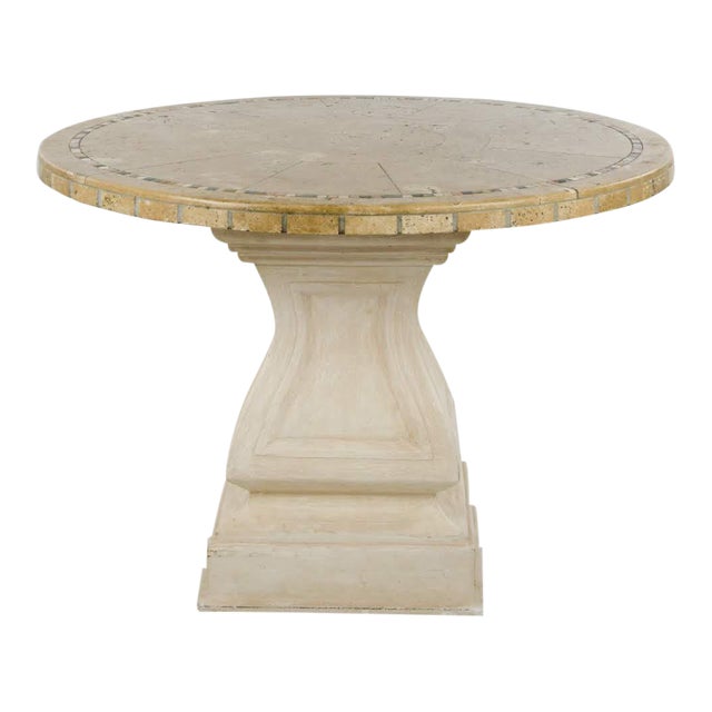1990s Neoclassical Stone and Tile Composite Pedestal Center Table ...