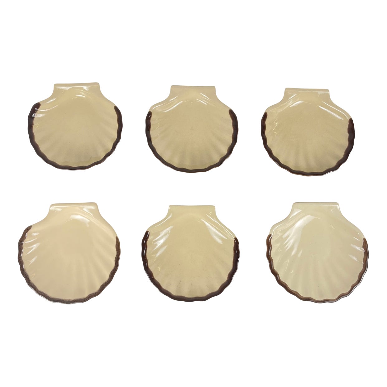 Ceramic Scallop Shell Bowls by E. Henry, 1960, Set of 6 | Chairish