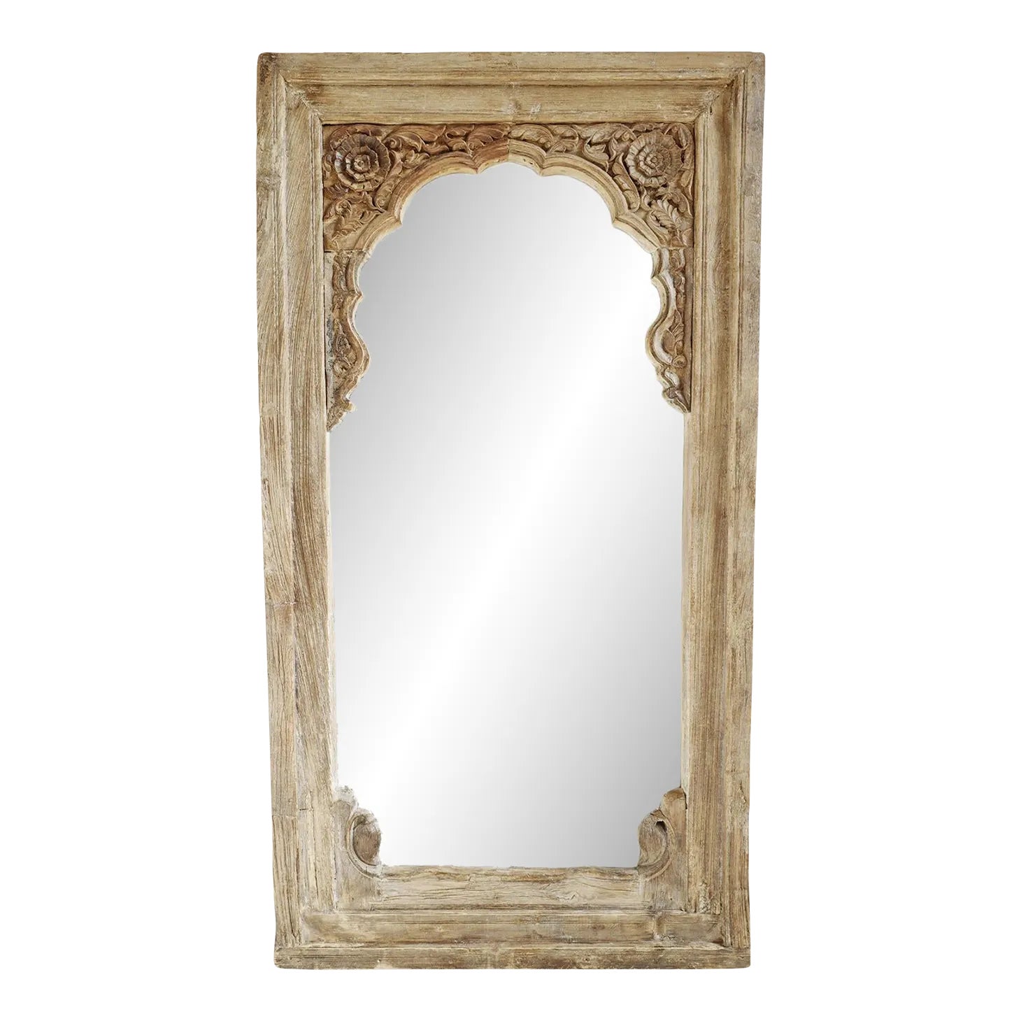 Contemporary Mirror Made From Antique Raja Carved Wood Window Frame ...
