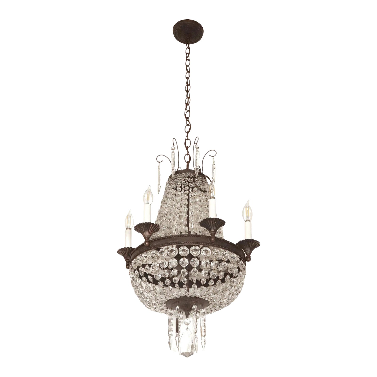 Mid 20th Century Grand Prospect Hall Empire Crystal Chandelier | Chairish