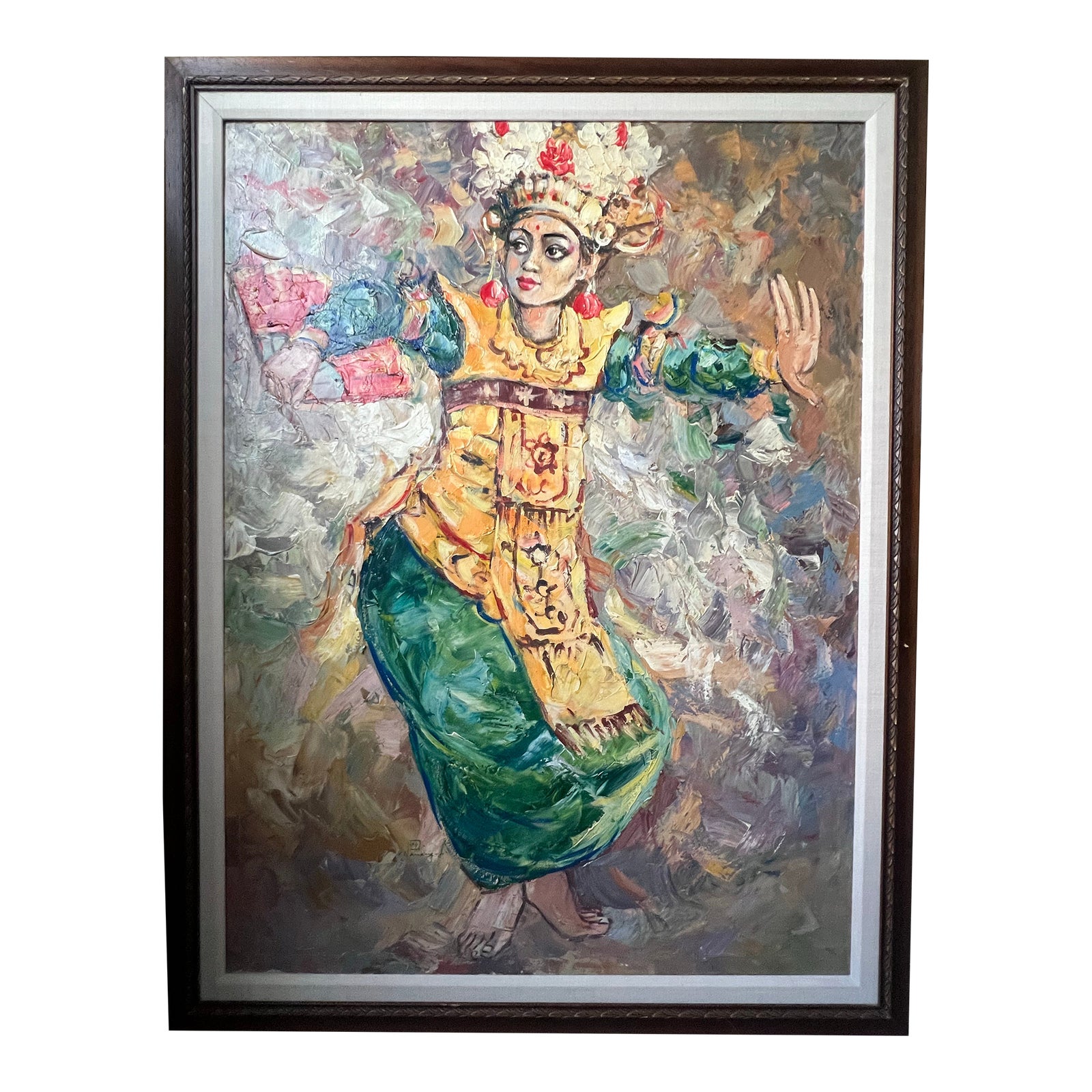 Extra Large Balinese Dancer Original Painting on Canvas, Signed and ...