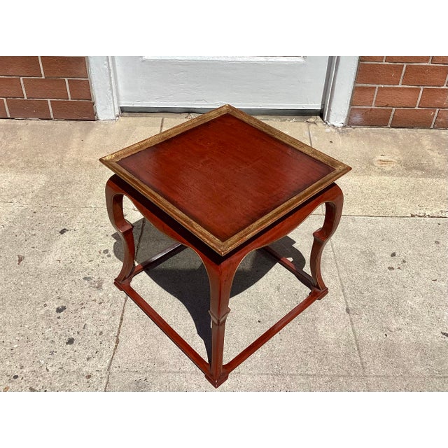 Burton-Ching Ming Style Red Chinoiserie Side Table | Chairish
