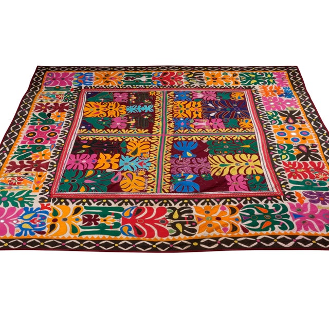 Vintage Embroidered Handmade Cotton Applique Tapestry | Chairish