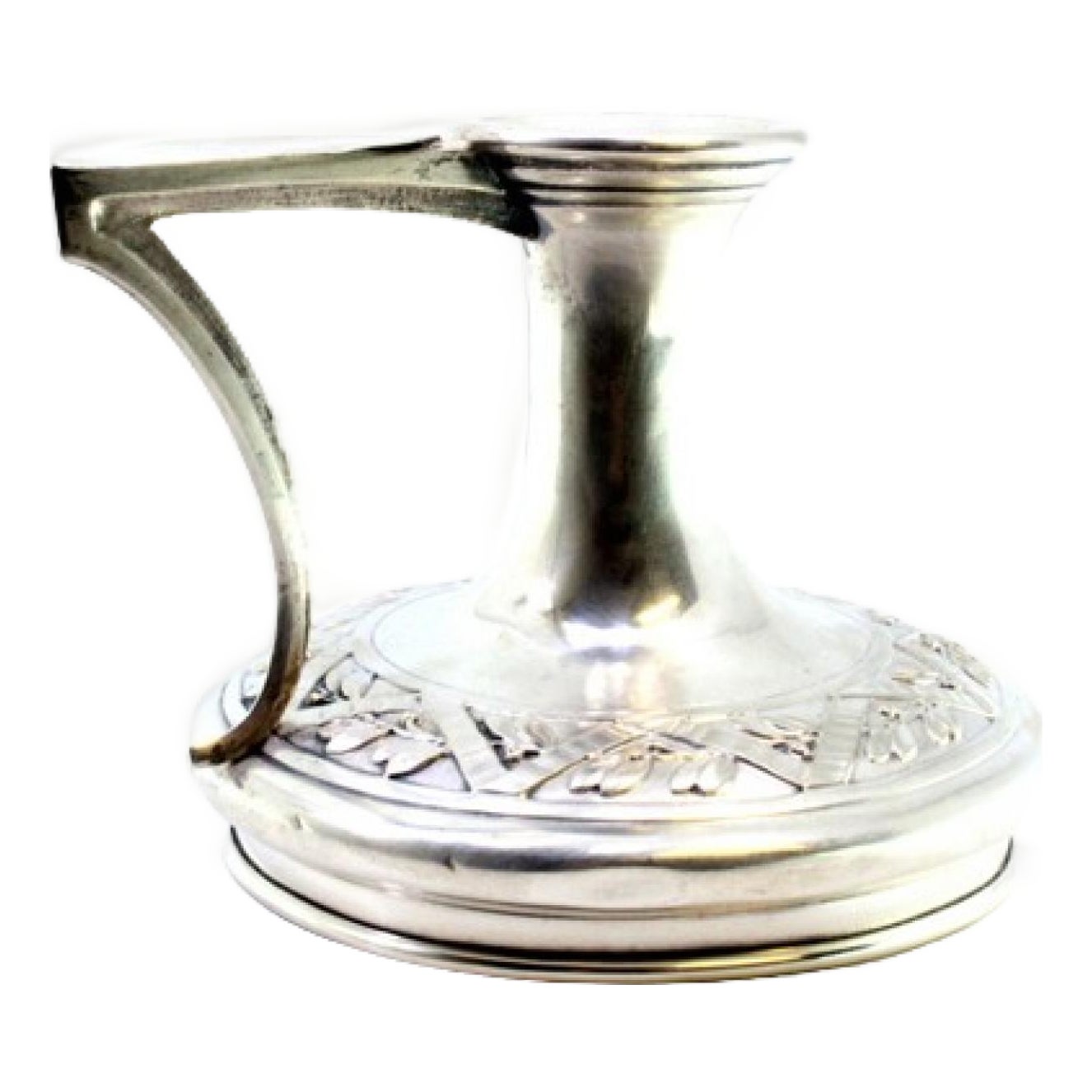 Circular Silver Paddle with Raised Floral Motifs | Chairish
