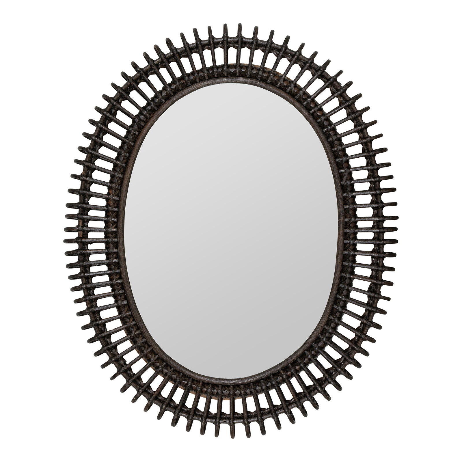 Harrison Oval Rattan Loop Wall Mirror | Chairish