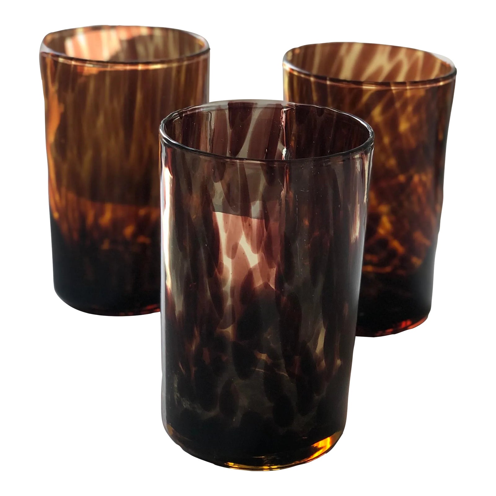 Vintage Handblown Italian Tortoiseshell Cocktail Tumblers--Set of 3 ...