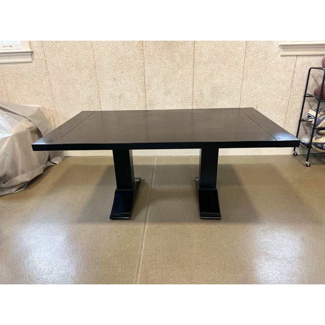 21st Century Transitional Black Wolf Designs Trestle Dining Table With ...