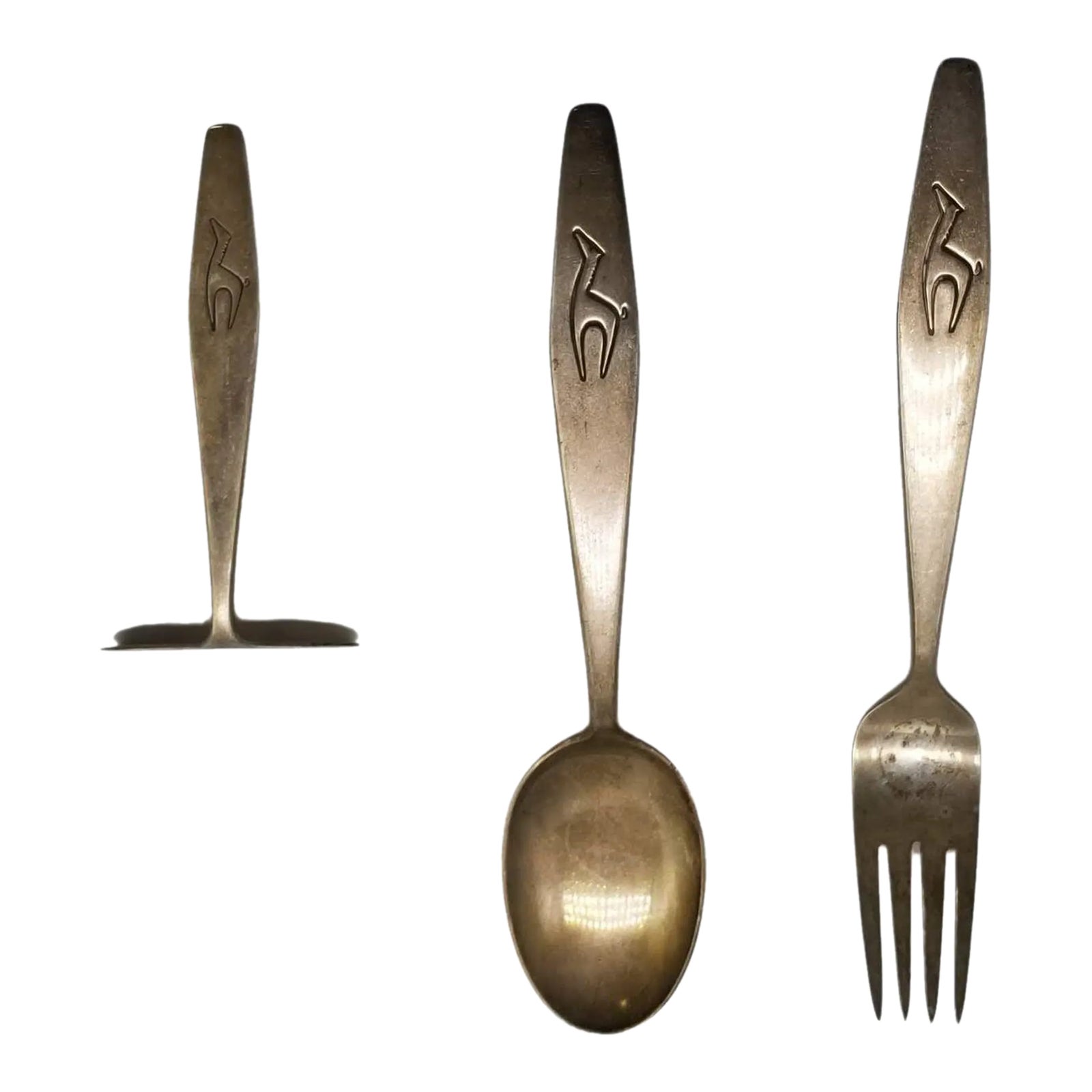 Antique 1900s Set of 3 Kids 830s Silverwareby Mylius, Norway | Chairish