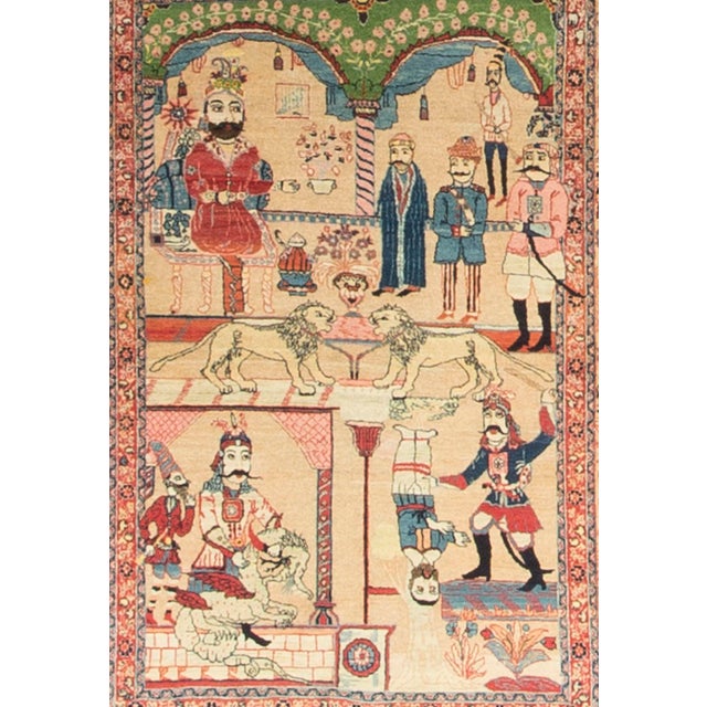 Traditional Antique Pictorial Hand Woven Rug - 4'6 X 6' | Chairish