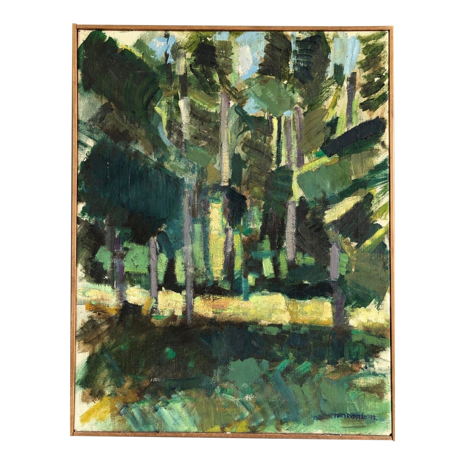 1973 Mid-Century Modern Swedish "Abstract Verdure" Vintage Abstract ...