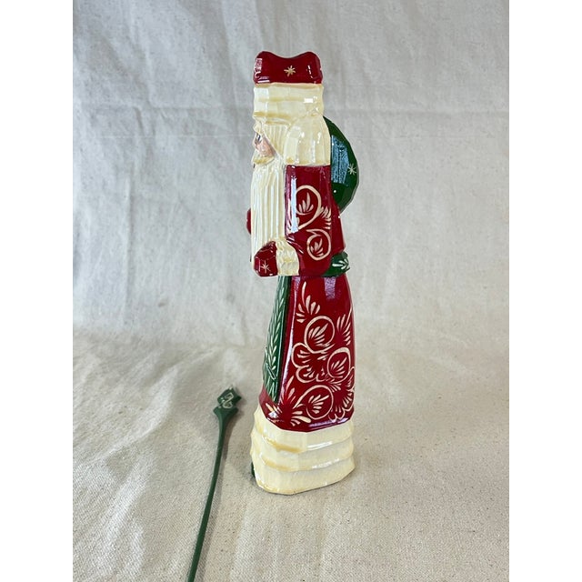 20th Century Hand Carved Wooden Santa Claus Figurine | Chairish