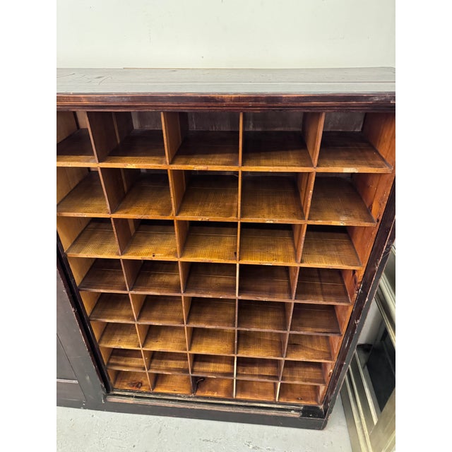Antique Mailroom Eighty Cubbies With Sliding Doors | Chairish