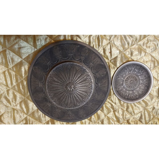 1970s Detailed Metal Ware Style Dishes by Etain Garanti- Set of 2 ...