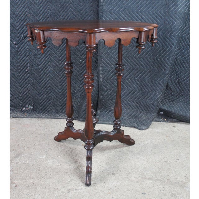 Antique Walnut Gothic Revival Scalloped Parlor Pedestal Center Table ...