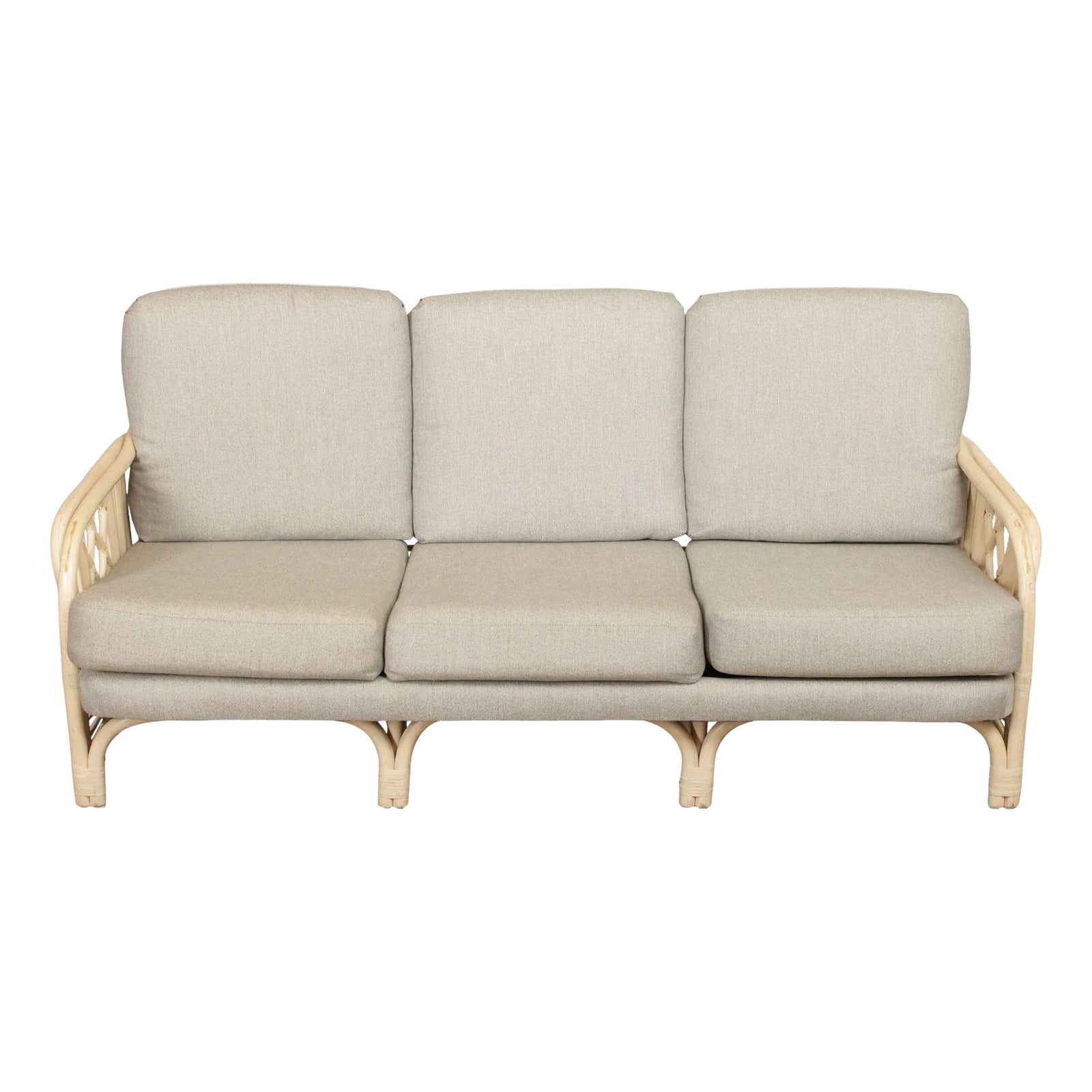 Brighton Pavilion Style Vintage Rattan Three-Seat Sofa | Chairish