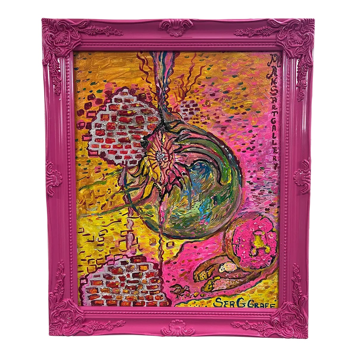 Abstract Acrylic and Mixed-Media Painting on Canvas "Donut" by Serg ...