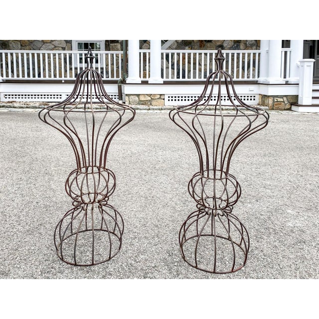 Tall Vintage French Outdoor Iron Topiaries Garden Ornaments - a Pair ...