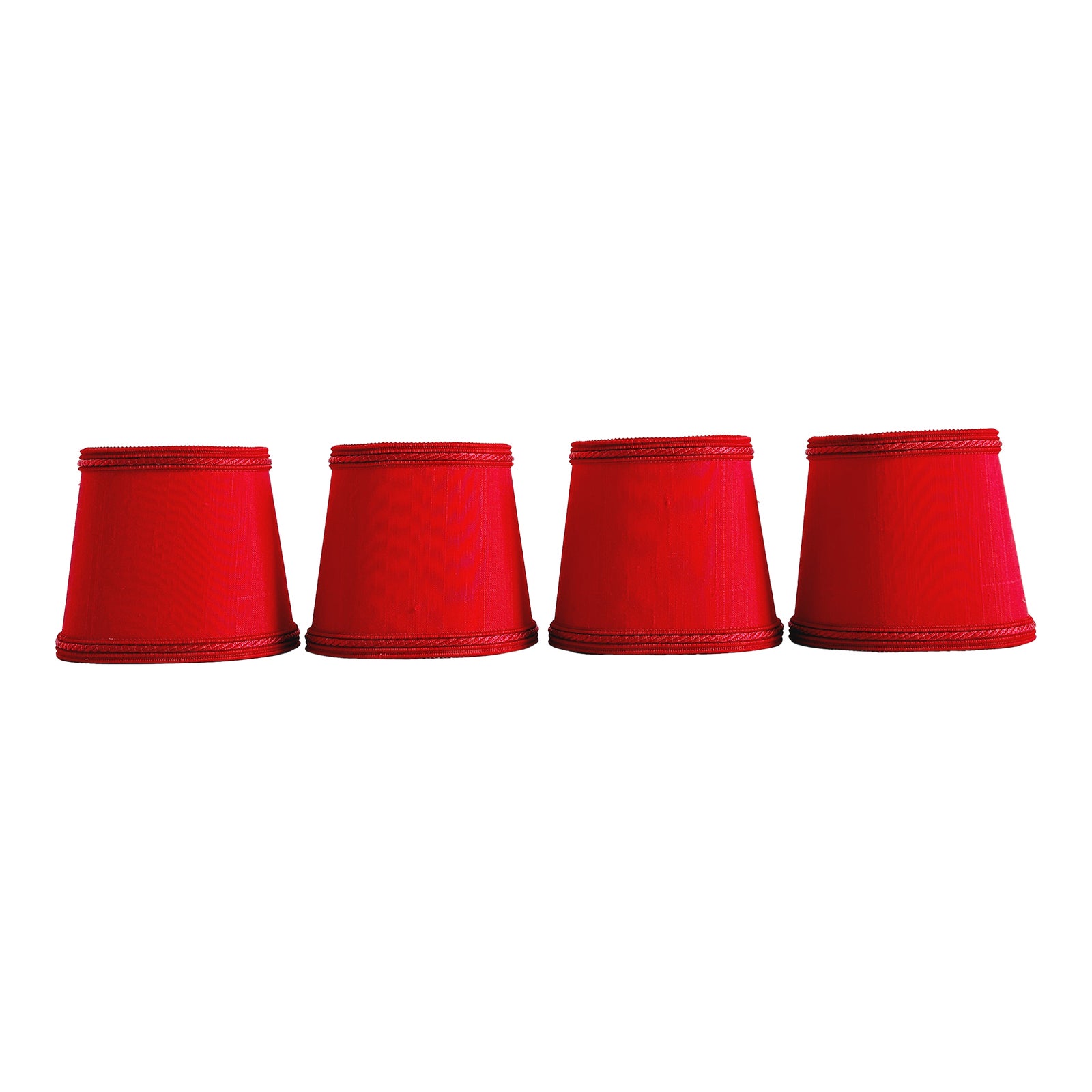 Oval Form Red Silk Wall Sconces Shades- Set of 4 | Chairish