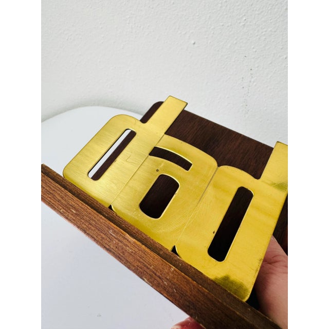 Brass and Wood Vintage “dad” Letter Holder | Chairish