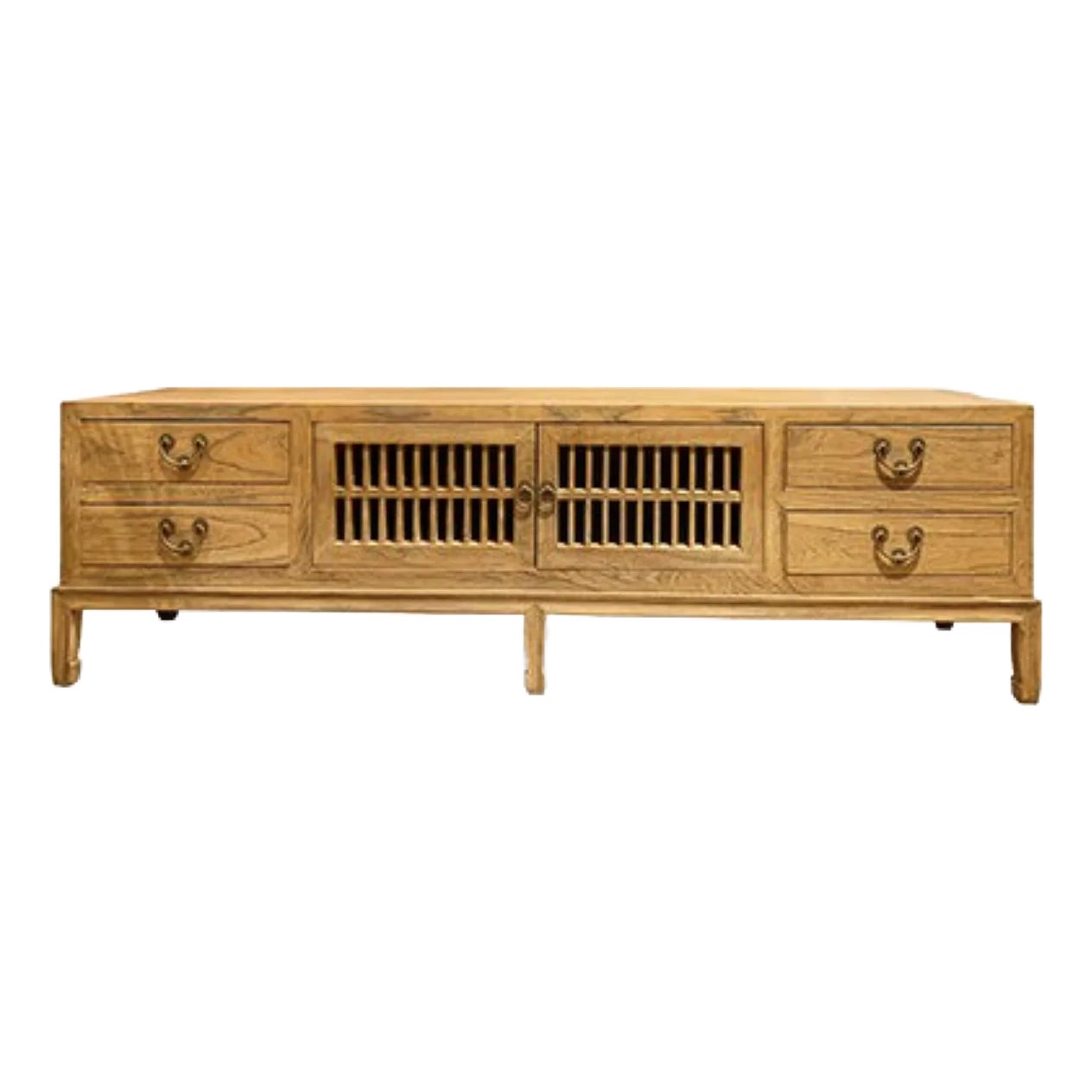 1990s Asian Slatted Doors Tv Cabinet | Chairish