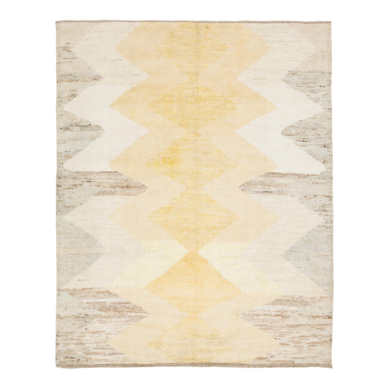 Modern Moroccan Style Wool Rug With Diamond and Zigzag Motifs in ...