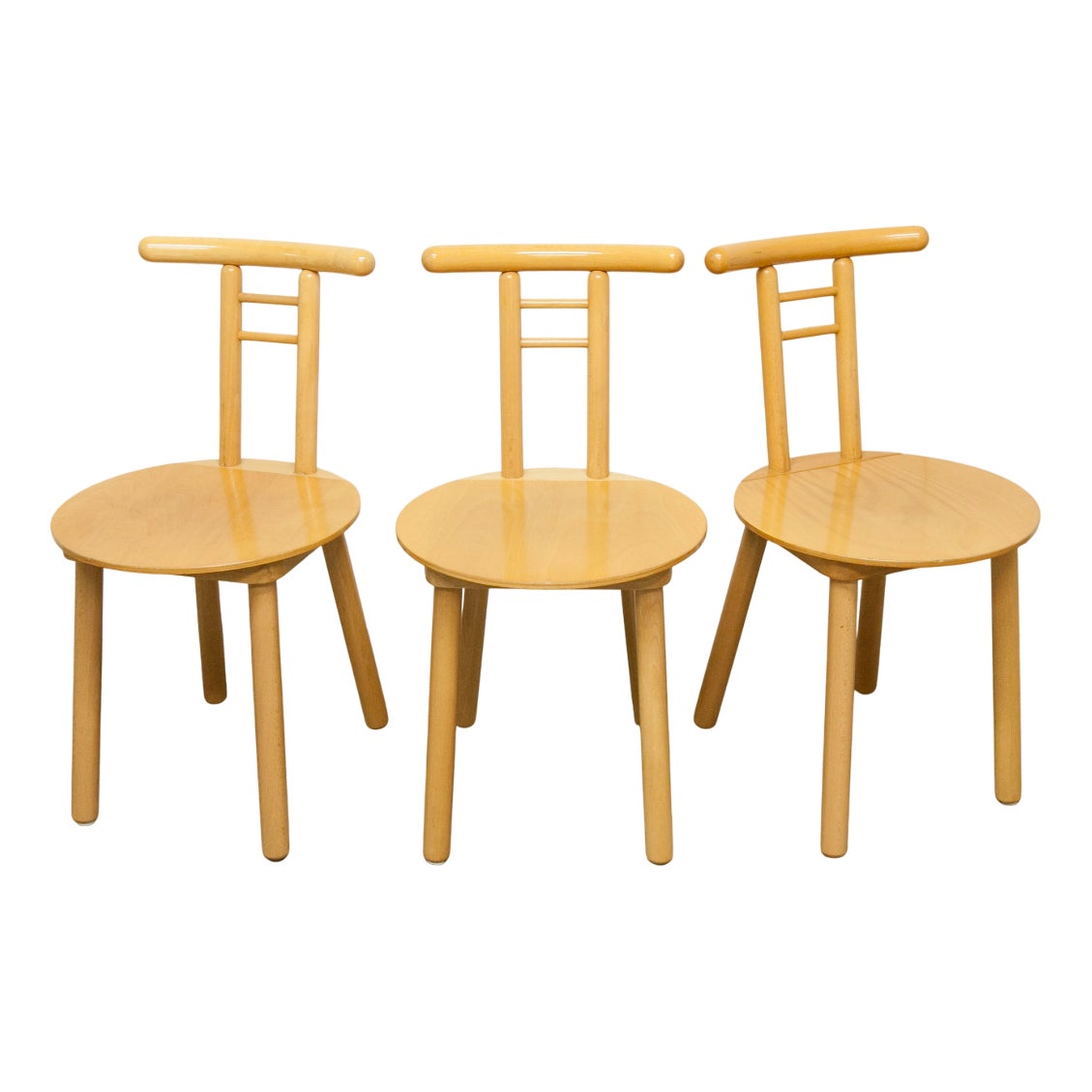 Minimalist Chairs in Light Wood, Italy, 1980s, Set of 3 | Chairish