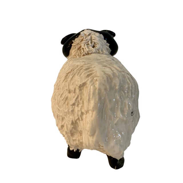 Midcentury Ceramic Black Faced Ram / Sheep Figurine Signed | Chairish