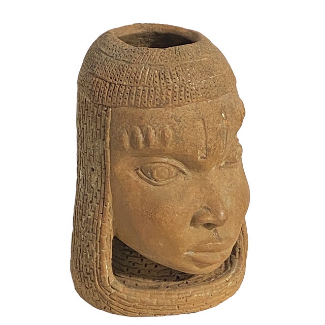 Large King Ife Clay / Terracotta Oba Head Edo People Nigeria African 12 ...