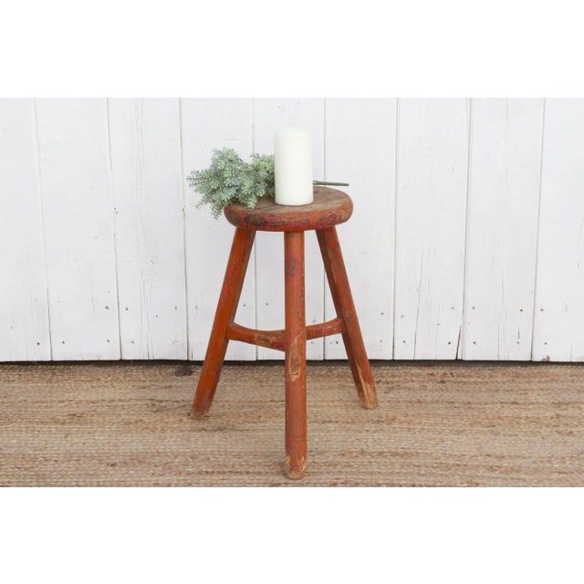 Rustic Farmhouse Asian Stool | Chairish