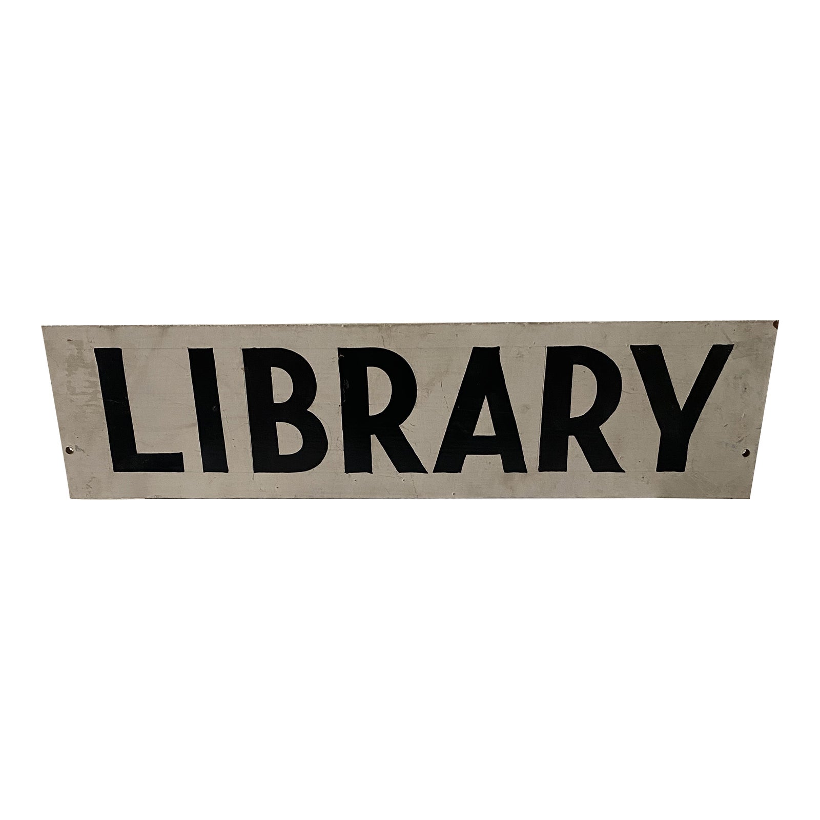 Vintage Mid-Century Hand Painted Wood Library Sign | Chairish