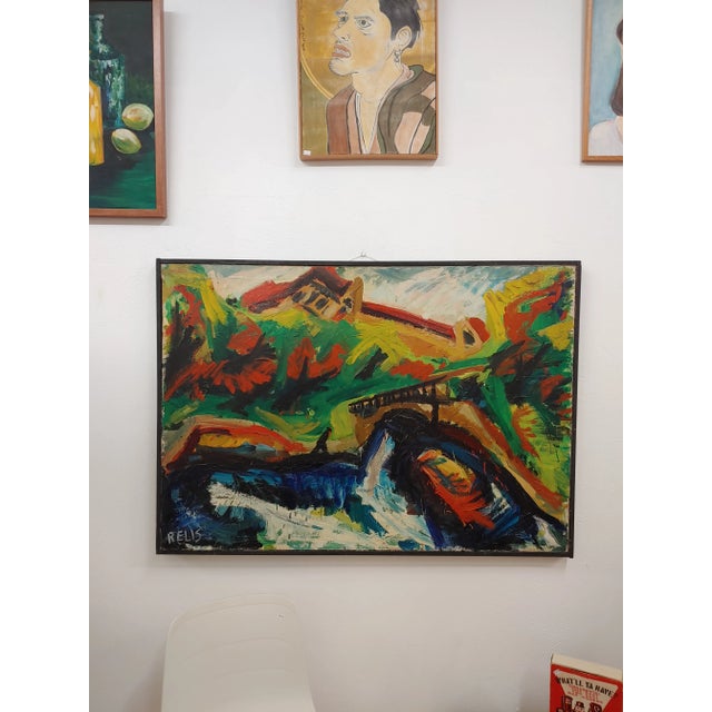 1959 Signed Abstract Expressionist Oil Painting on Canvas, Framed ...