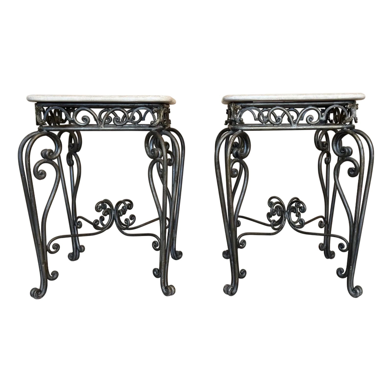 Early 20th Century Pair of Neoclassical Style Patinated Forged Iron ...