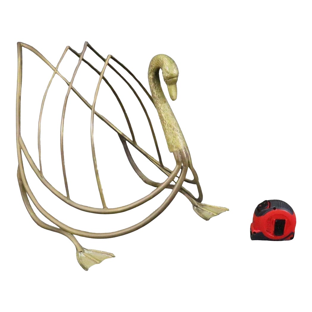 Maison Jansen Skeletal Brass Swan Frame Magazine Rack Centerbury | Chairish