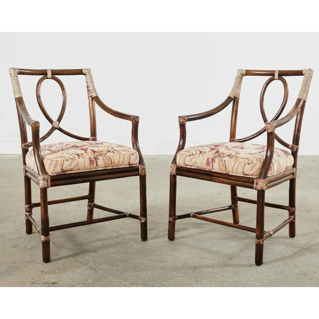 Set of Six McGuire Rattan Loop Back Dining Armchairs | Chairish