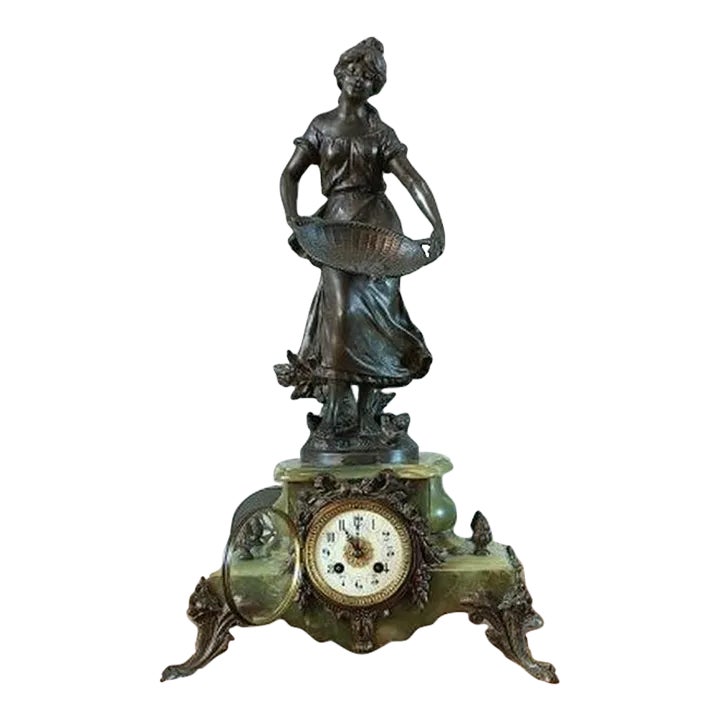 Art Nouveau Mantel Clock by Francois Moreau From 1900/1920 | Chairish