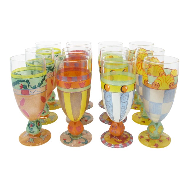 Vintage Smithereens Custom Hand-Painted Water Goblets / Iced Tea ...