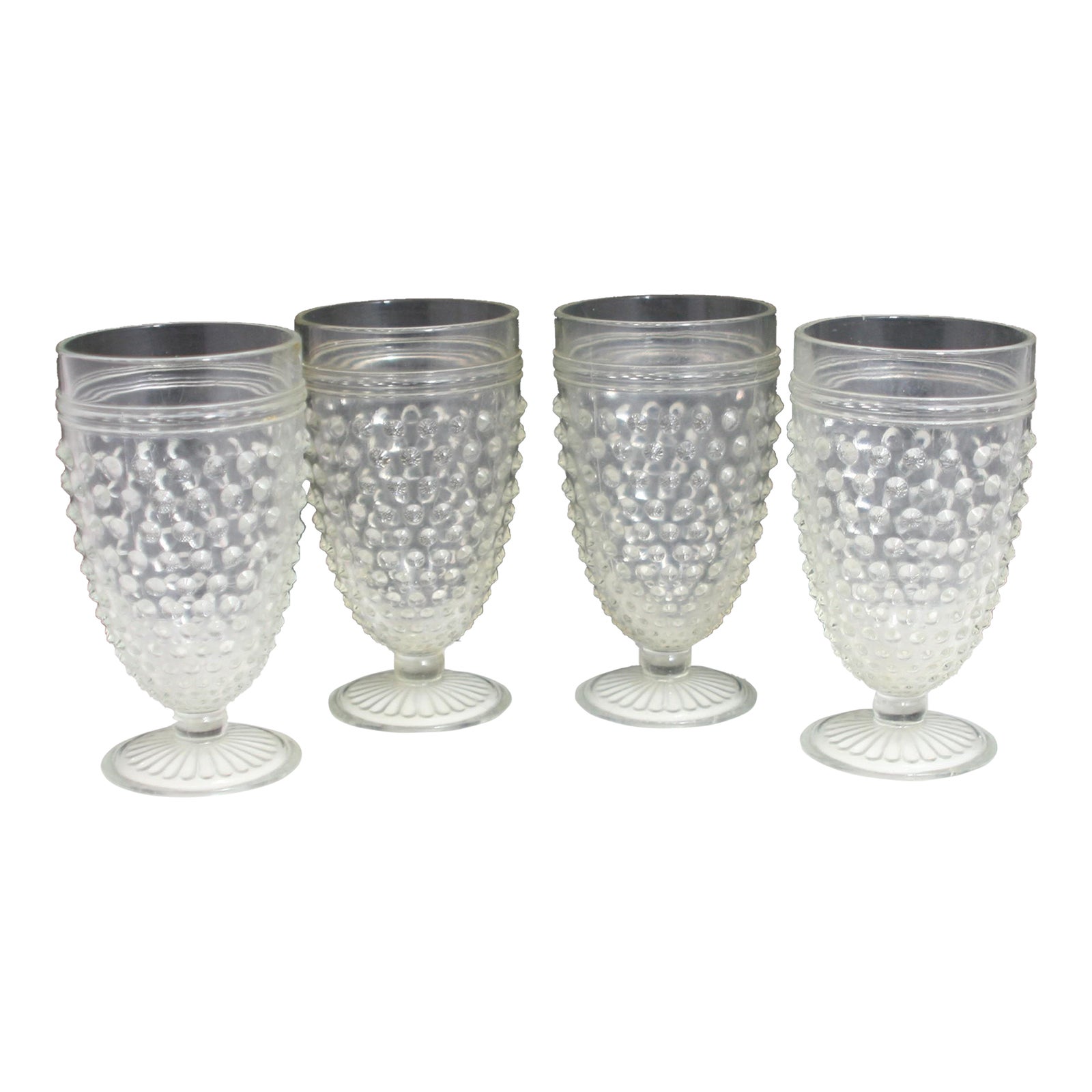 Mid Century Clear Glass Hobnail Patterned Footed Goblets- Set of 4 ...