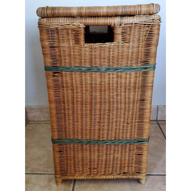 Large Rattan Upright Chest With Hinged Lid, Vintage | Chairish