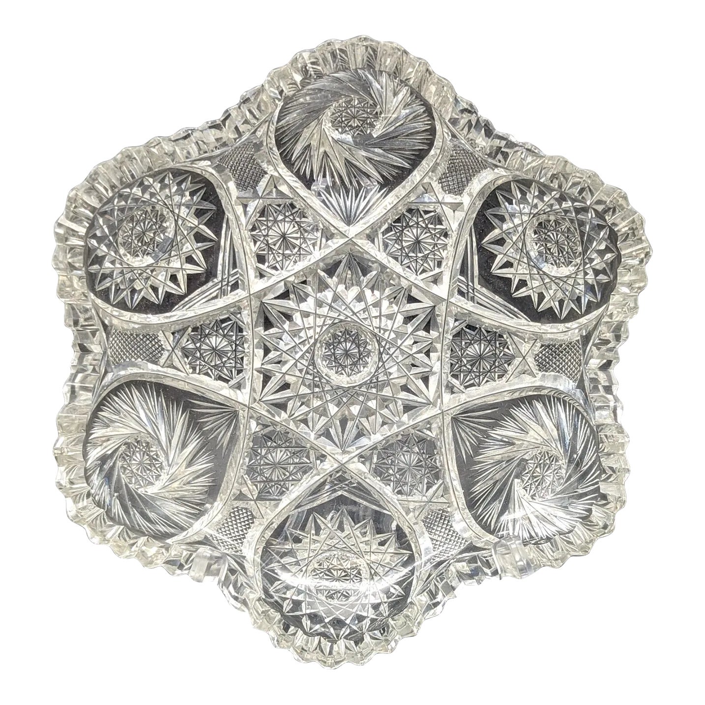 Antique Late 19th Century American Brilliant Cut Glass Bowl Sawtooth ...