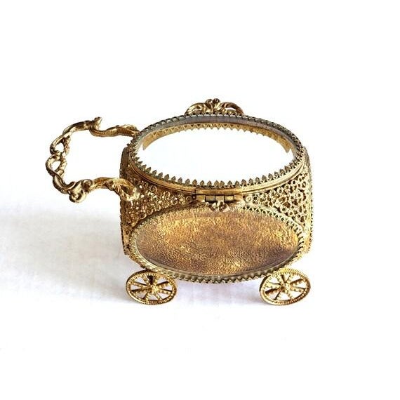 1950s Ormolu French Jewelry Carriage Casket | Chairish