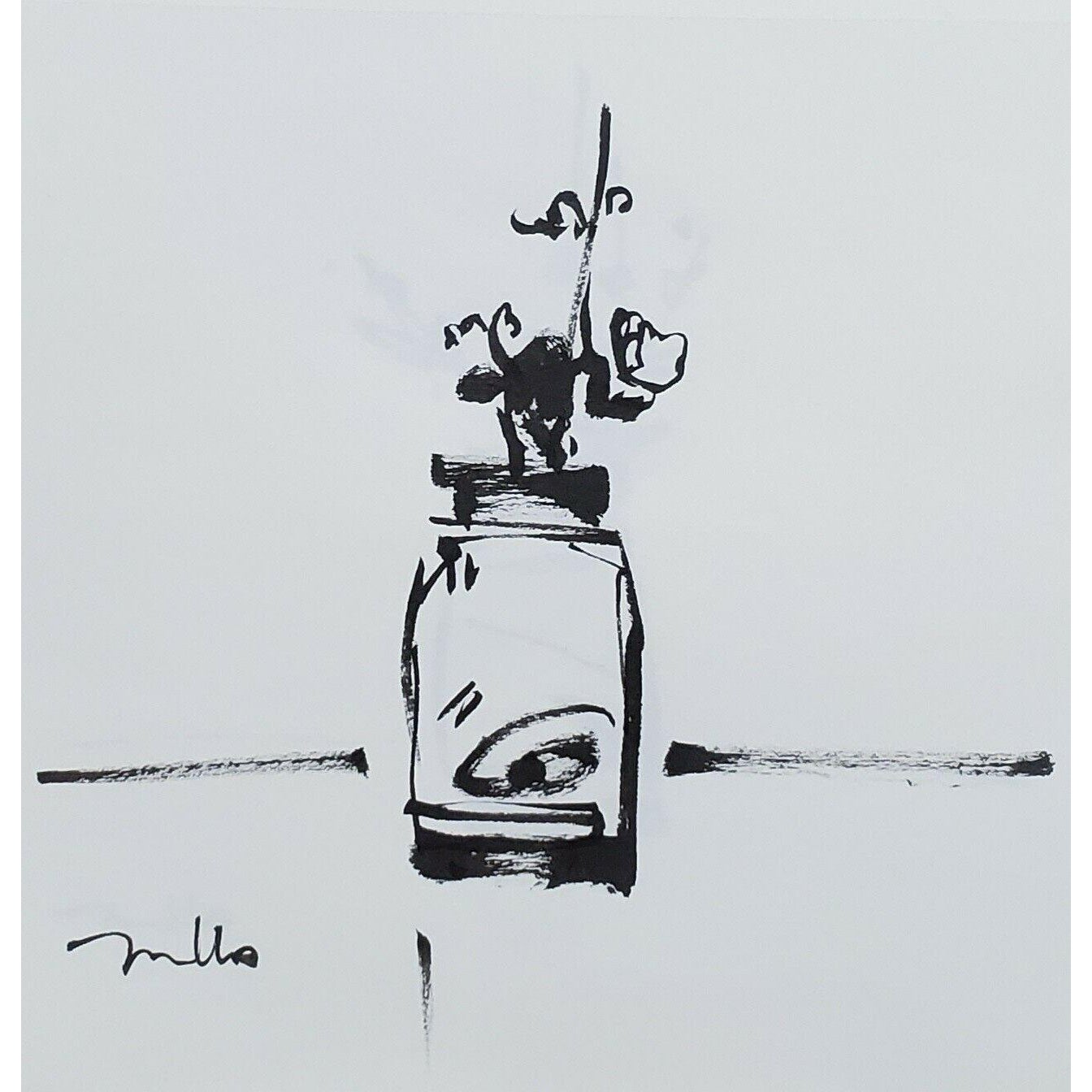 Contemporary Minimalist Still Life Ink Drawing by Jose Trujillo | Chairish