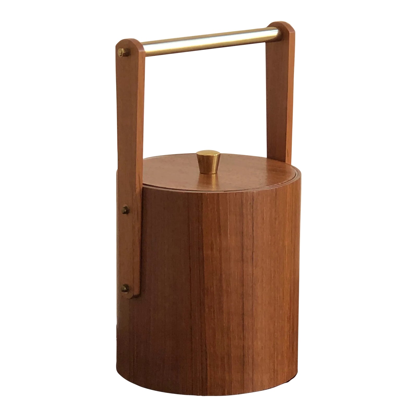 1960s Mid-Century Modern Teak & Brass Ice Bucket | Chairish